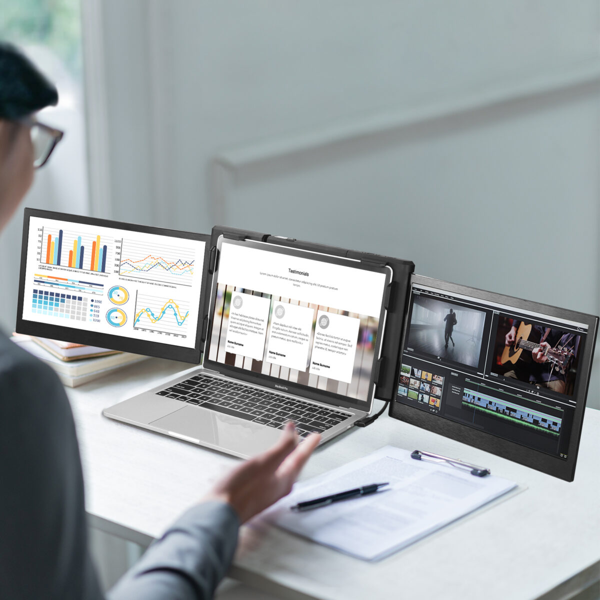 JoyReal 13.3'' Triple Portable Monitor for Laptop - JoyReal